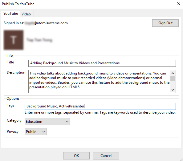 Publishing Video to YouTube - ActivePresenter 7