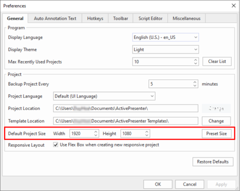 How to Change Project Size in ActivePresenter 8 - Atomi Systems, Inc.