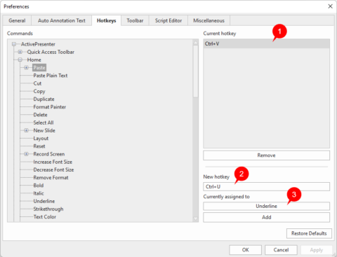 How to Customize Hotkeys in ActivePresenter 9