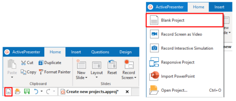 How to Create a New Project in ActivePresenter 9