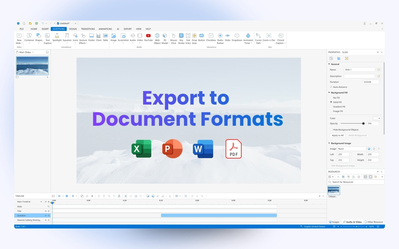 Export Projects to Document Formats in ActivePresenter 10
