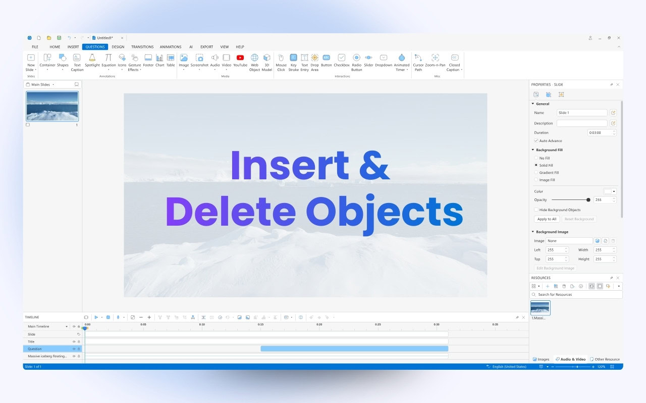 How to Insert and Delete Multiple Objects in ActivePresenter 10