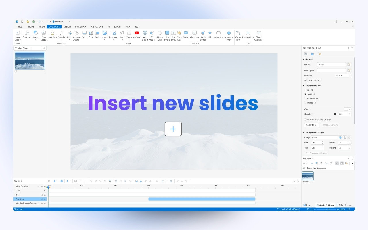 How to Insert New Slides in ActivePresenter 10