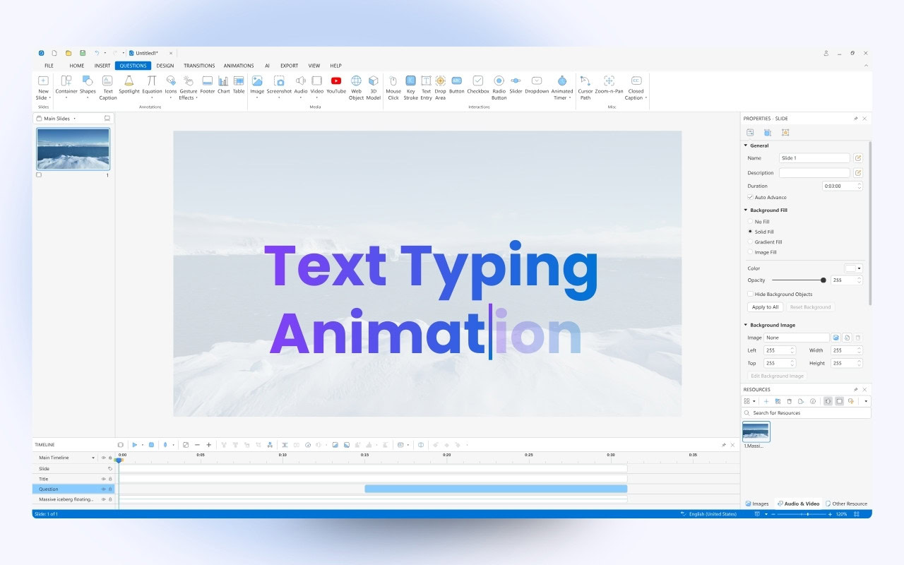 How to Create Text Typing Animation in ActivePresenter 10